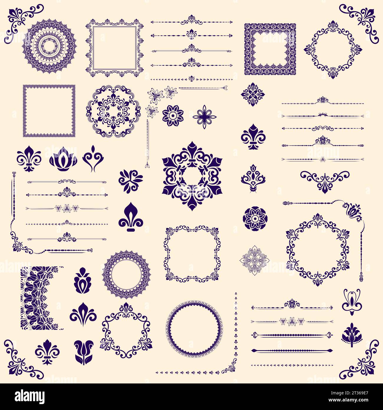 Vintage set of vector horizontal, square and round elements. Elements ...