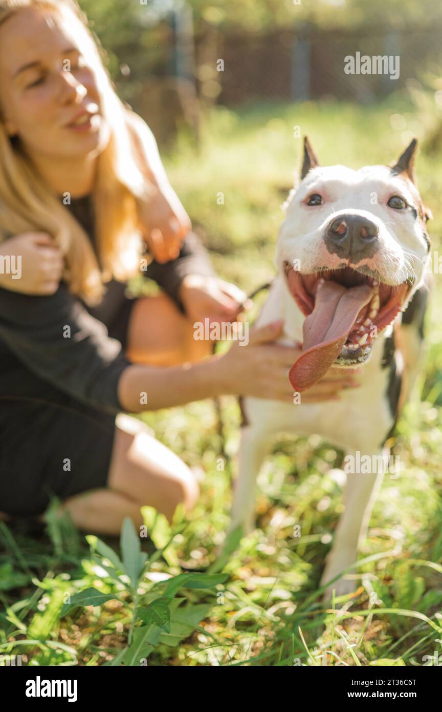 Woman out with dog hi-res stock photography and images - Alamy