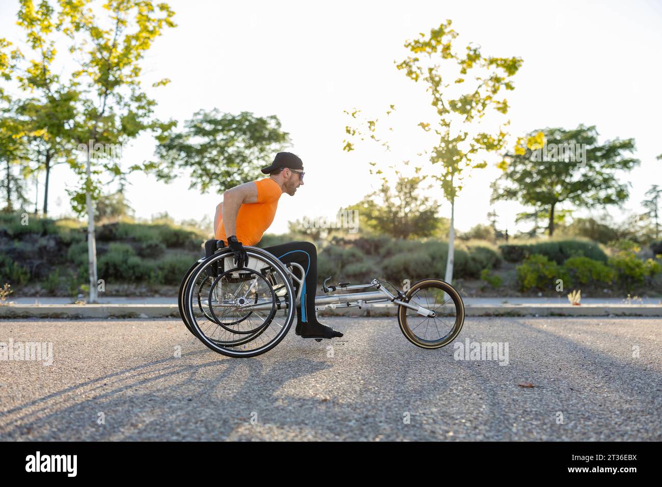 Dedicated athlete taking part in wheelchair race competition Stock ...