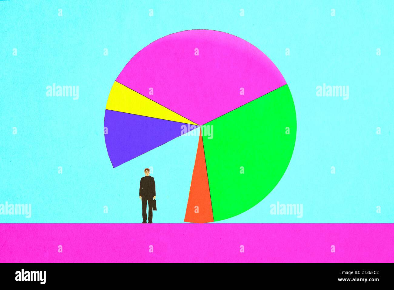 Illustration Of Businessman Standing Under Empty Segment Of Pie Chart