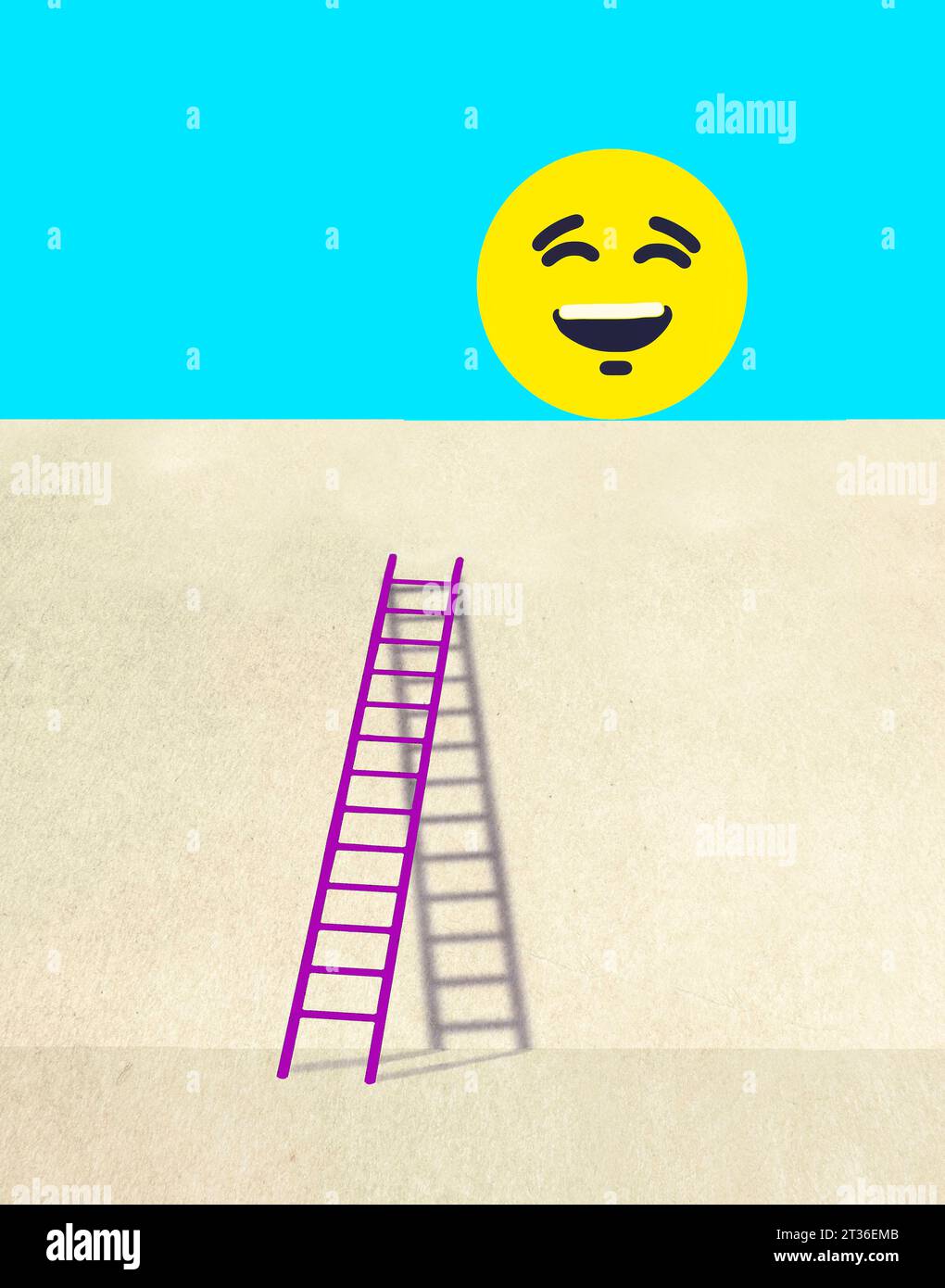 Smiley face on top of wall with ladder in foreground Stock Photo - Alamy