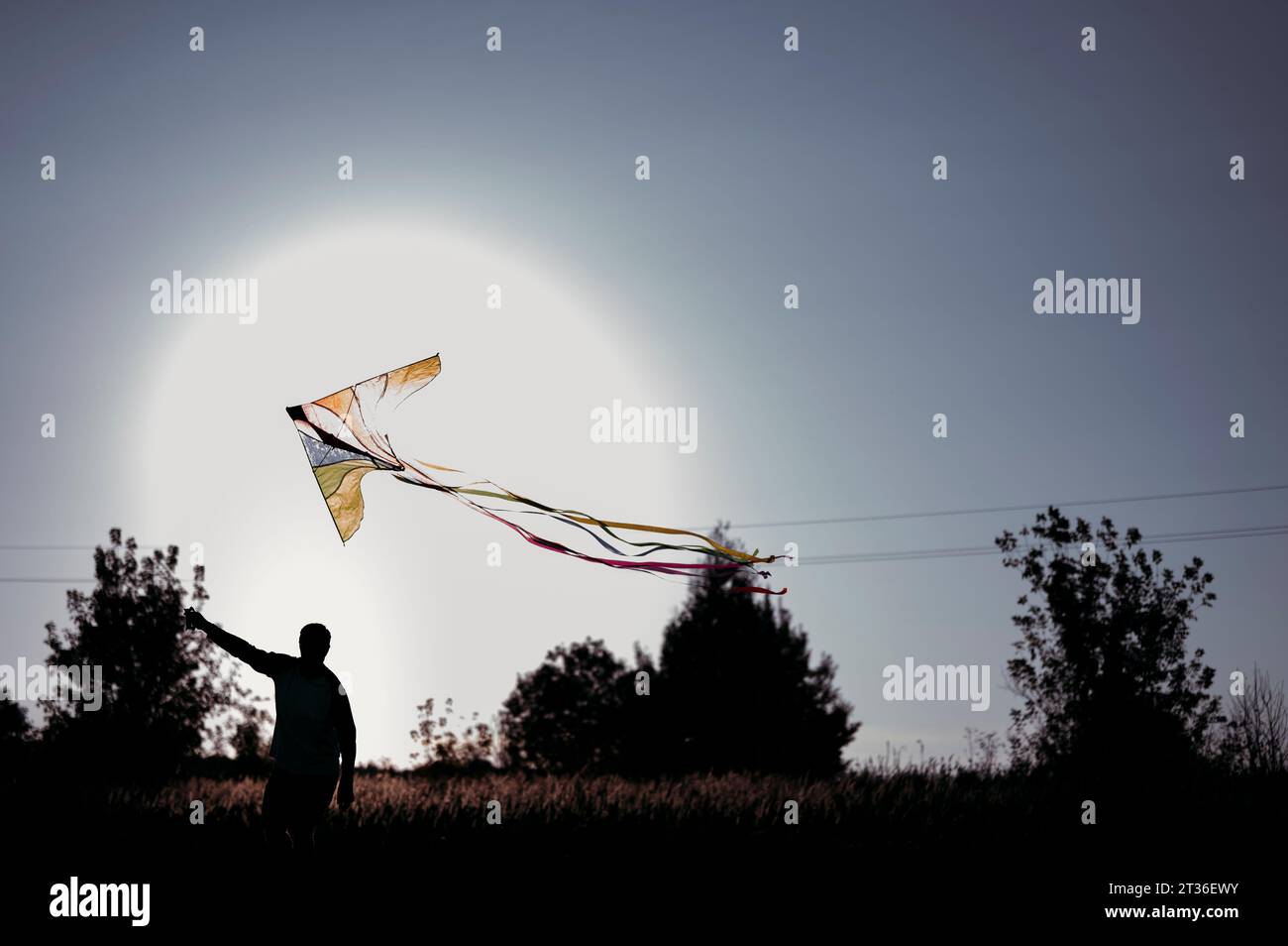 Kite flying silhouette hi-res stock photography and images - Alamy