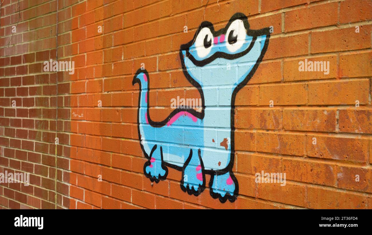 Graffiti of a Minion style dragon on an underpass in Rawreth Essex ...