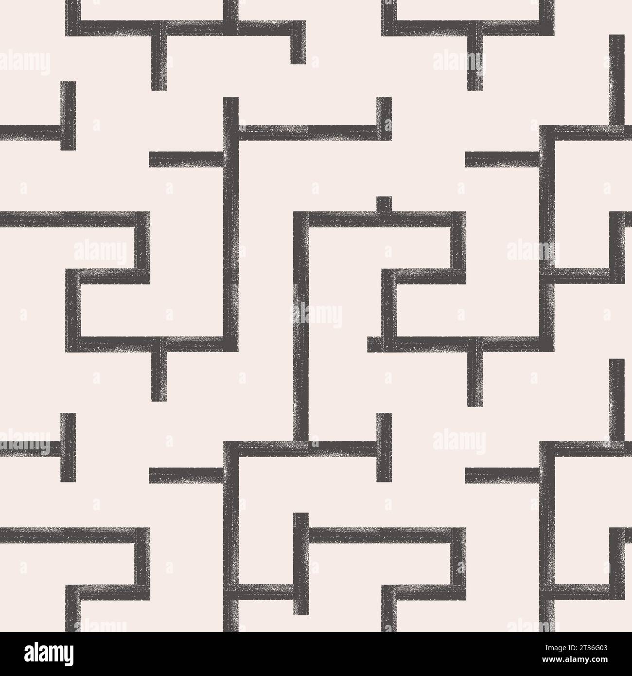 Abstract bold line labyrinth seamless pattern. Monochrome maze lines ornament. Brush strokes ...