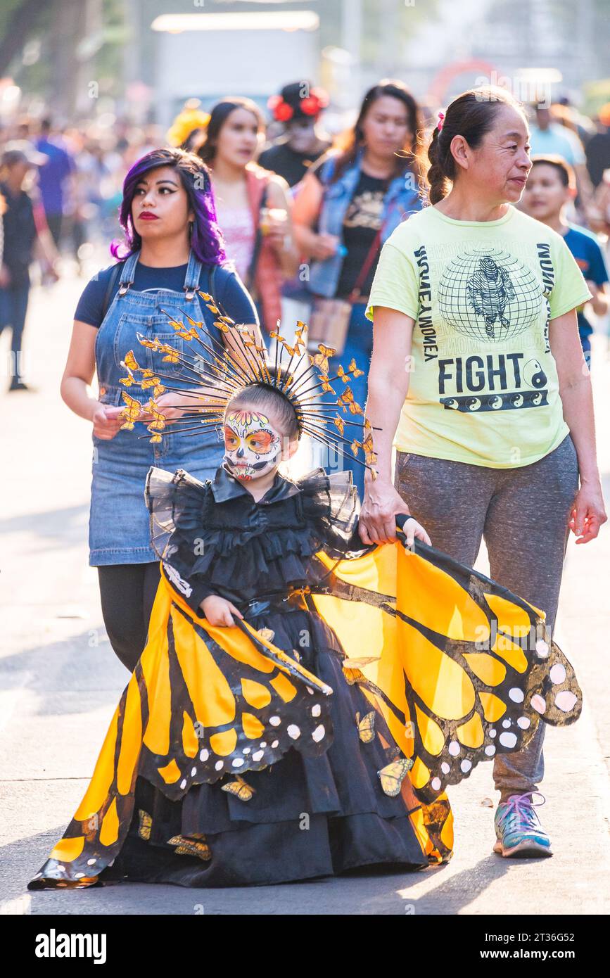 Mexico City, Mexico - October 22, 2023. Preparations for Catrina parade ...