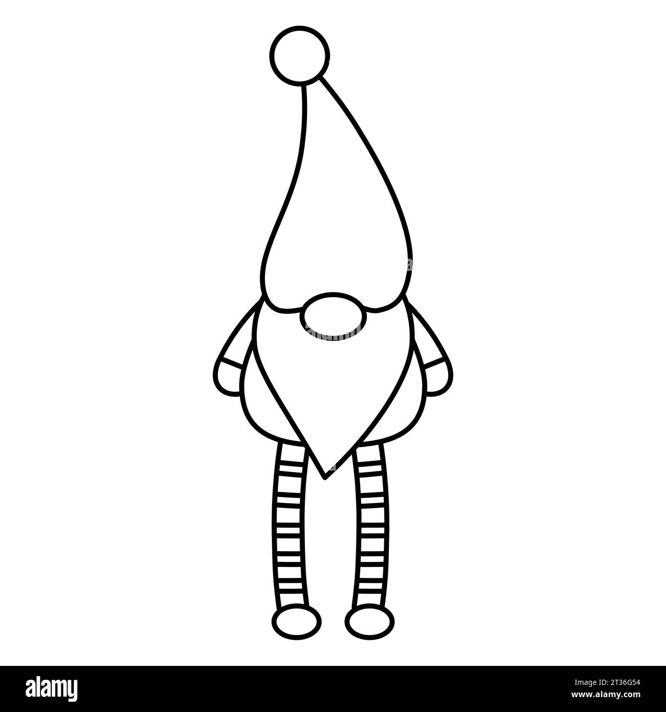 Vector flat outline Scandinavian gnome isolated on white background ...
