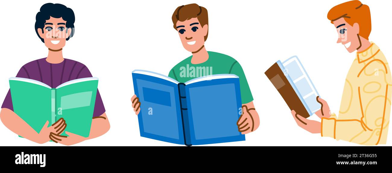 young man reading book vector Stock Vector Image & Art - Alamy