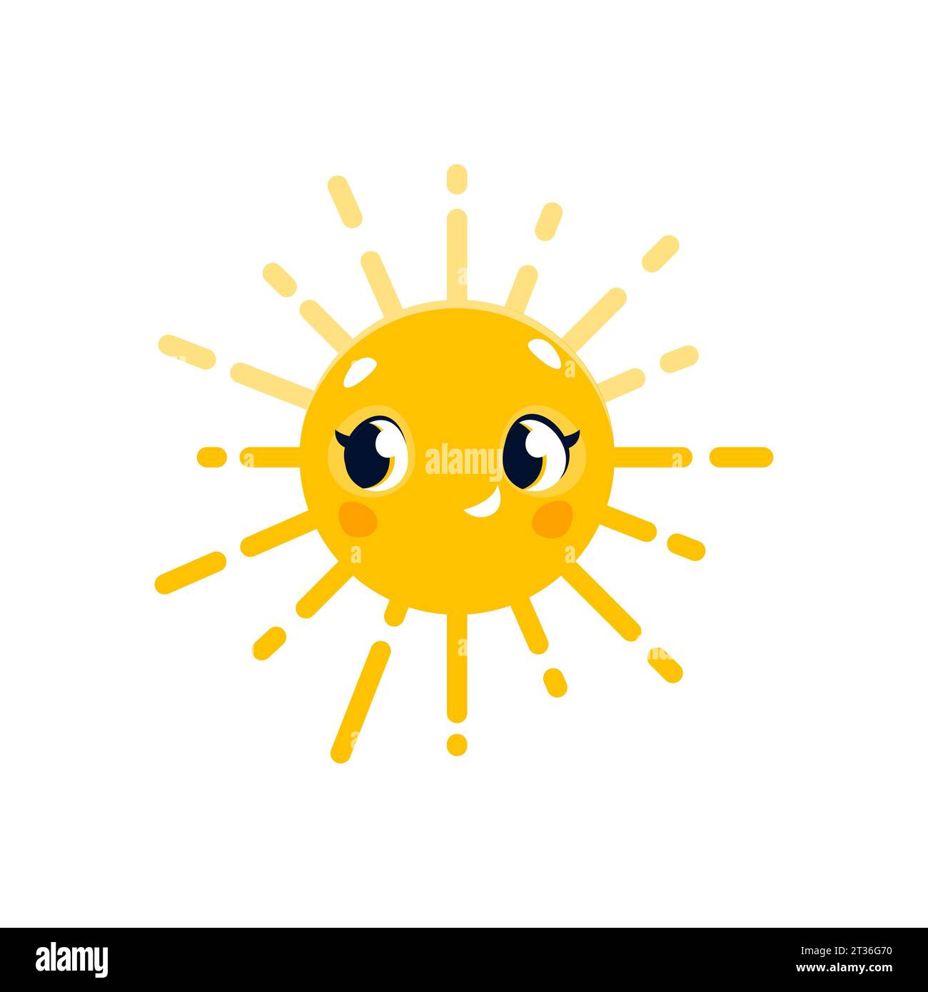 Cartoon happy sun character with smile on funny face, emoji or emoticon ...