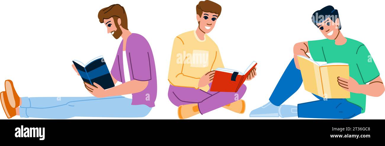 Sitting Man Reading Book Floor Vector Stock Vector Image And Art Alamy