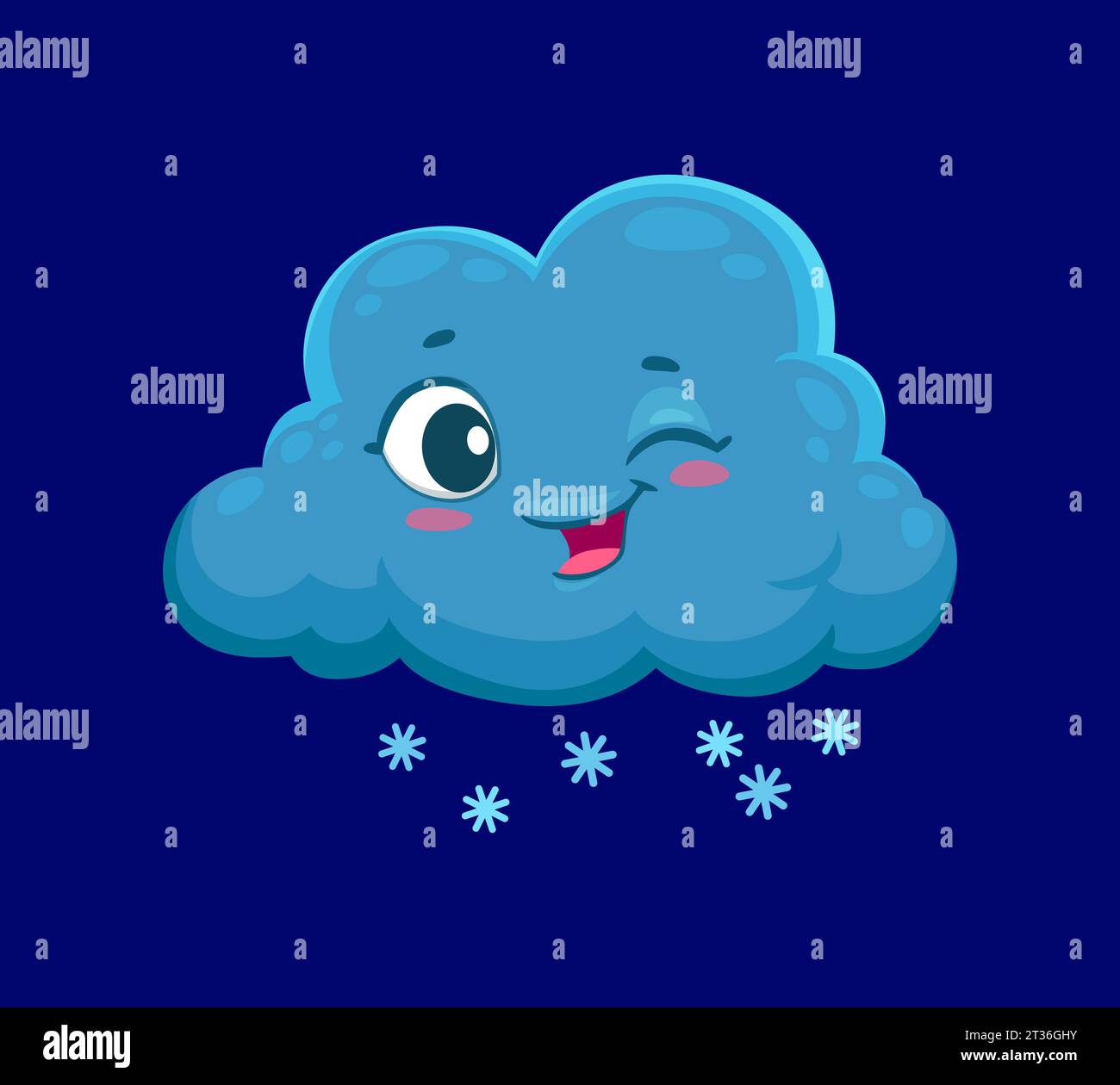 Cartoon winter snow cloud cute weather character. Isolated vector ...