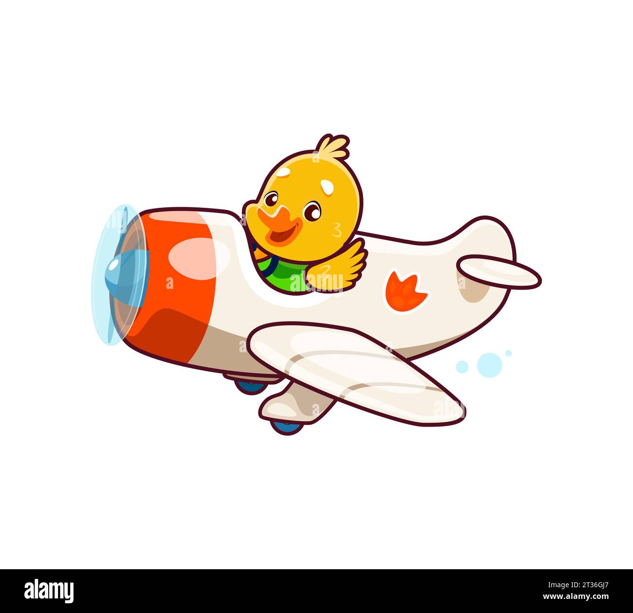Cartoon cute duck animal character on plane. Animal kid airplane pilot ...