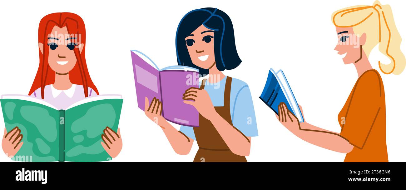 female woman reading book vector Stock Vector Image & Art - Alamy