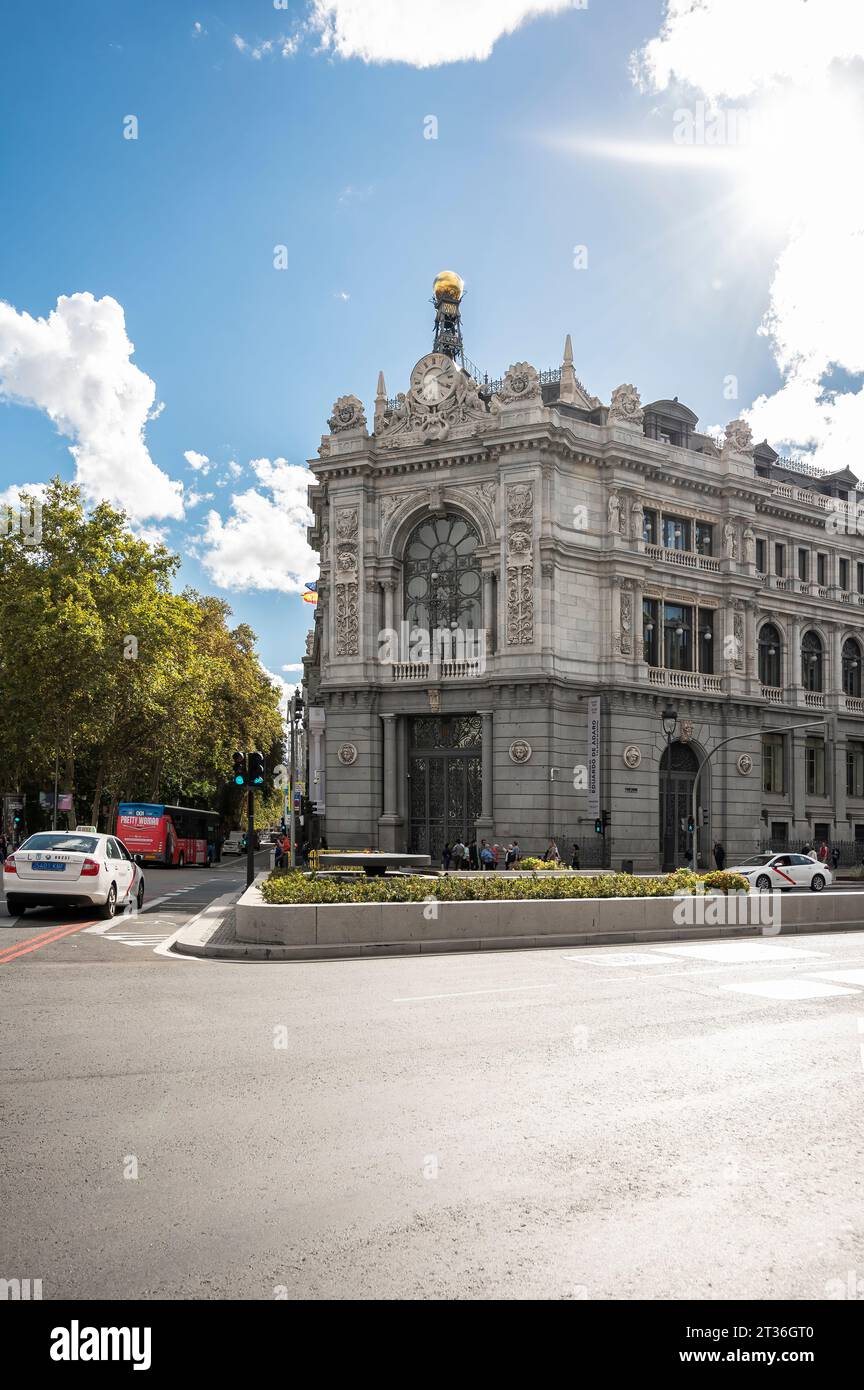 Madrid, Spain; 10-18-2023: Facade of the Bank of Spain building located ...