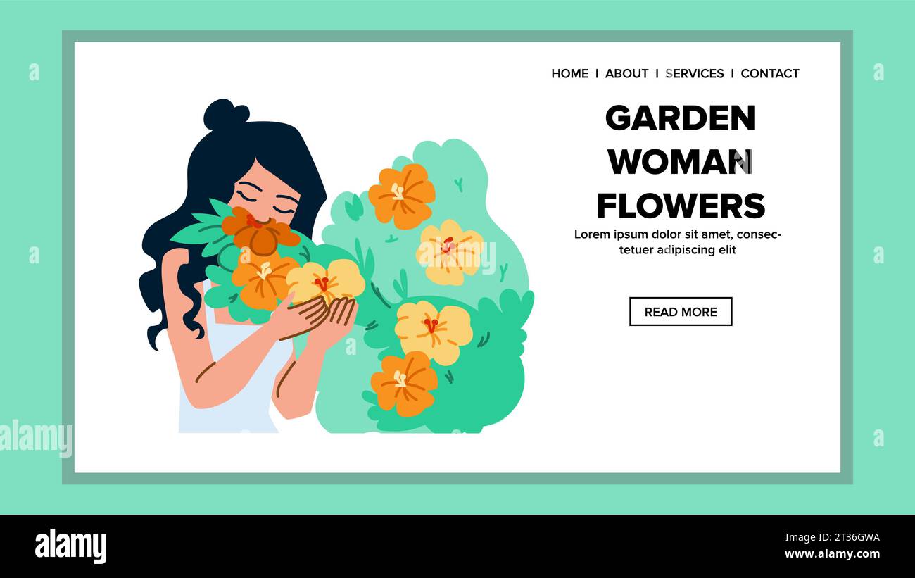 Spring Garden Woman Flowers Vector Stock Vector Image And Art Alamy 2263