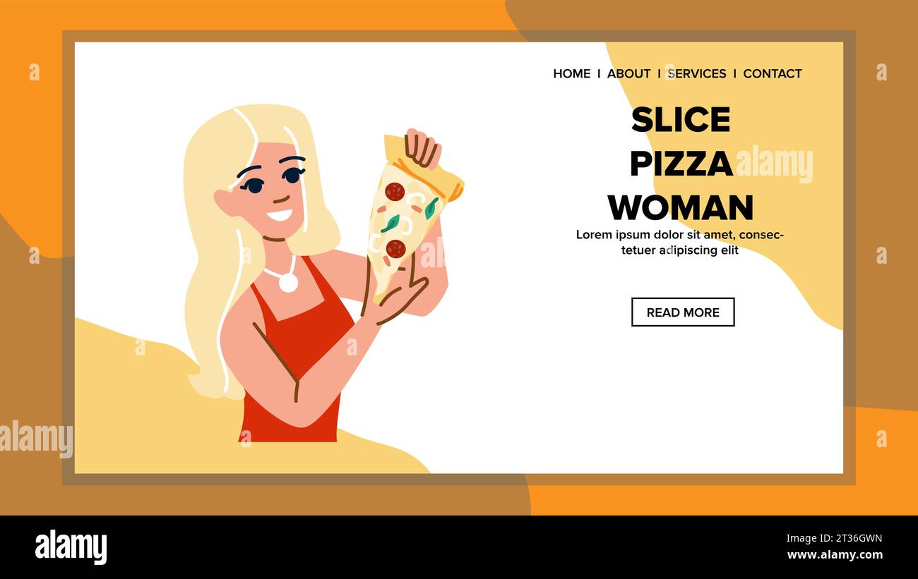 happy slice pizza woman vector Stock Vector Image & Art - Alamy