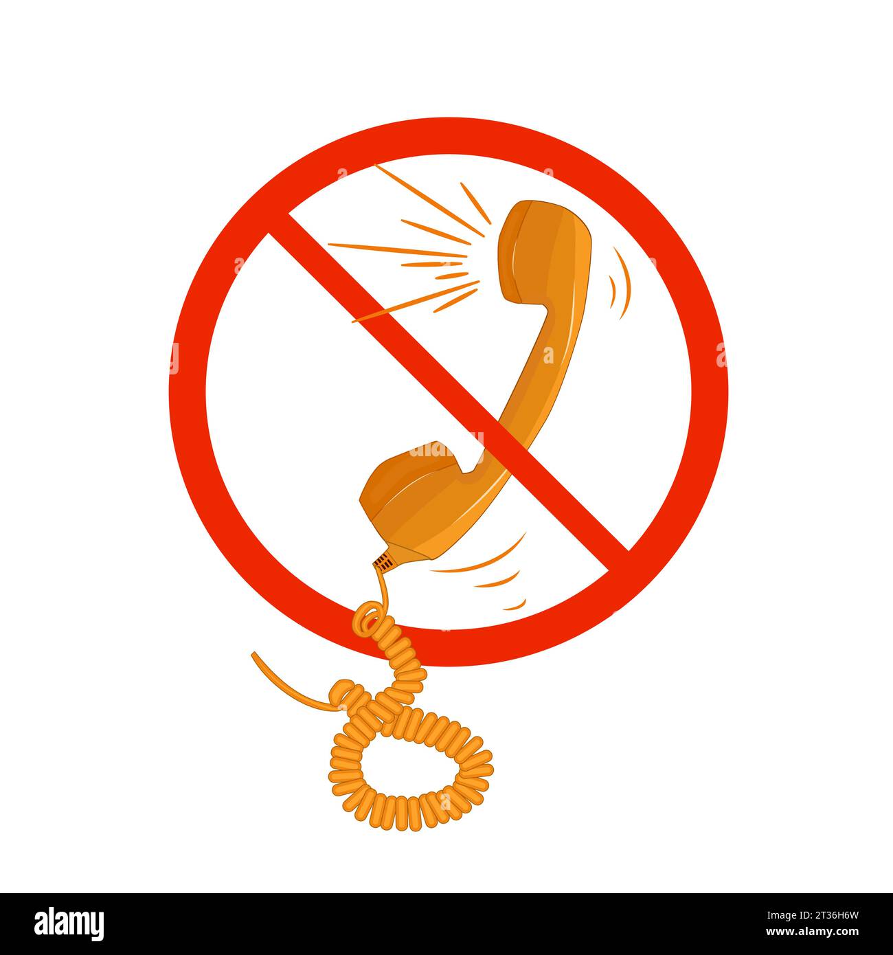 Sign banned speaking.Forbidden call icon.Vintage handset in red circle ...