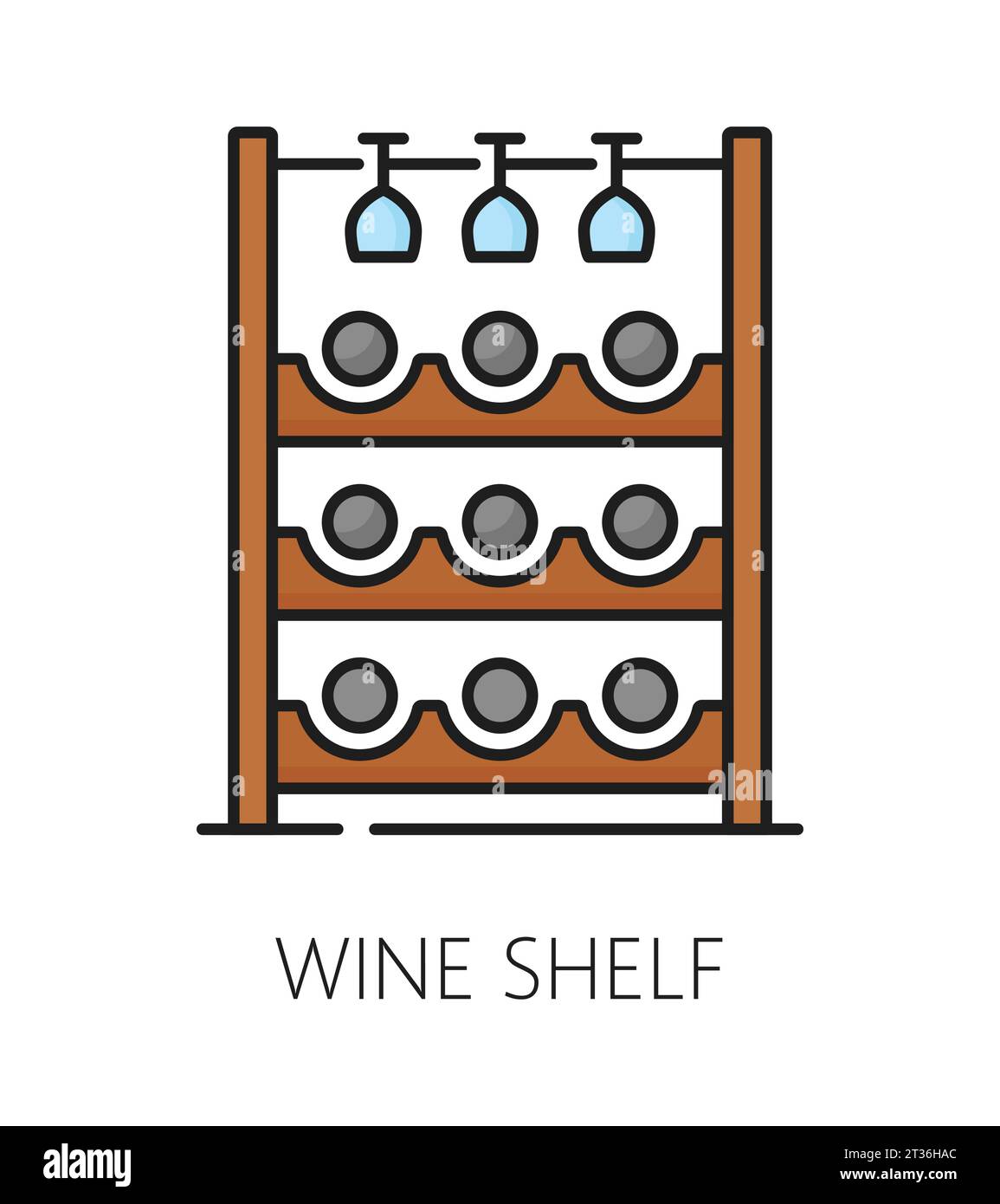 Wine shelf, furniture icon for home room or interior design and ...