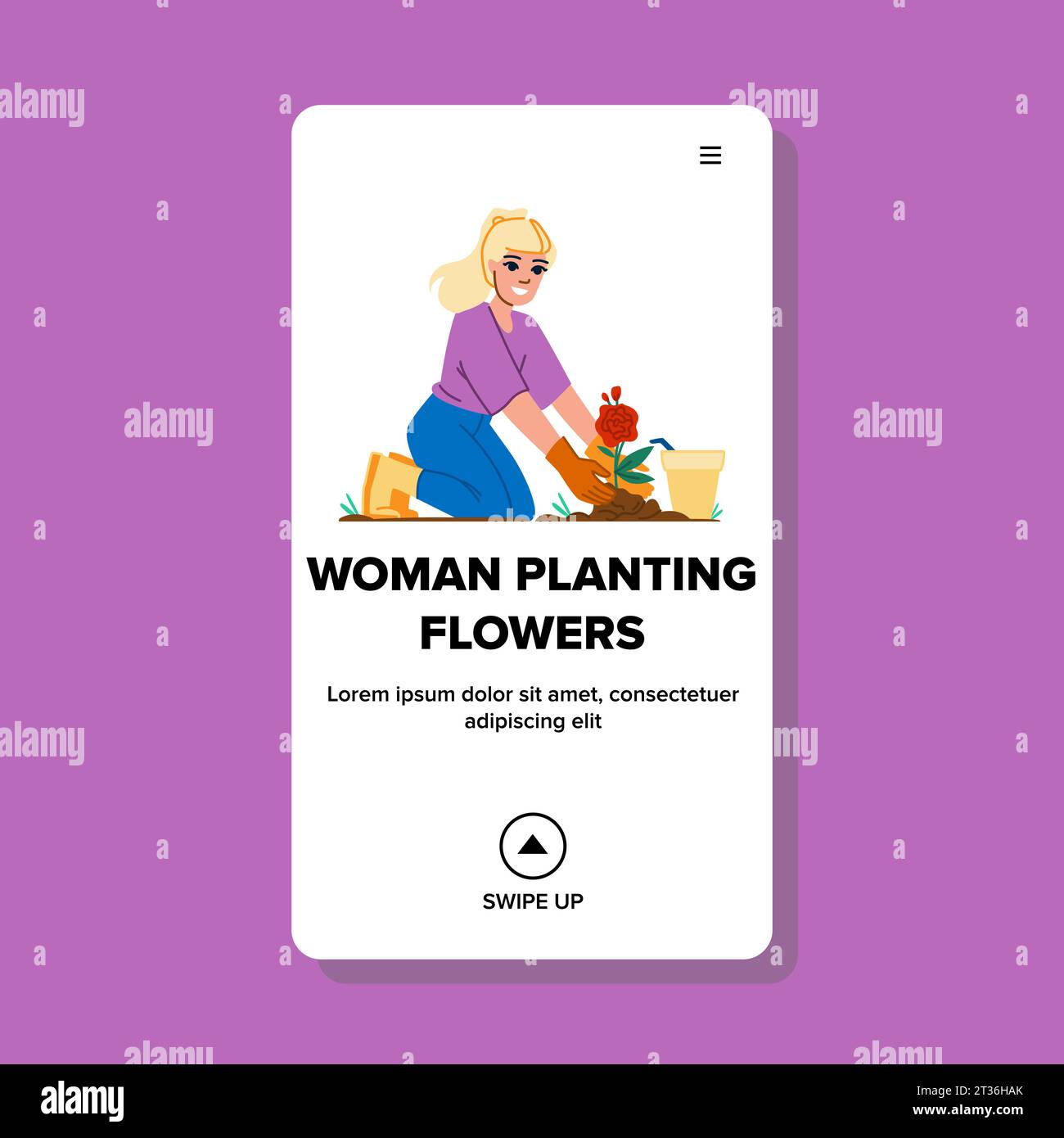 Pretty woman planting Stock Vector Images - Alamy