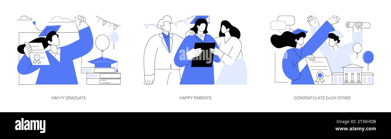 Happy graduates isolated cartoon vector illustrations se Stock Vector ...