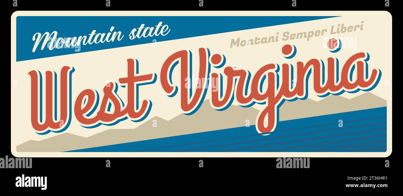 American state West Virginia travel plate, vintage vector banner, sign ...