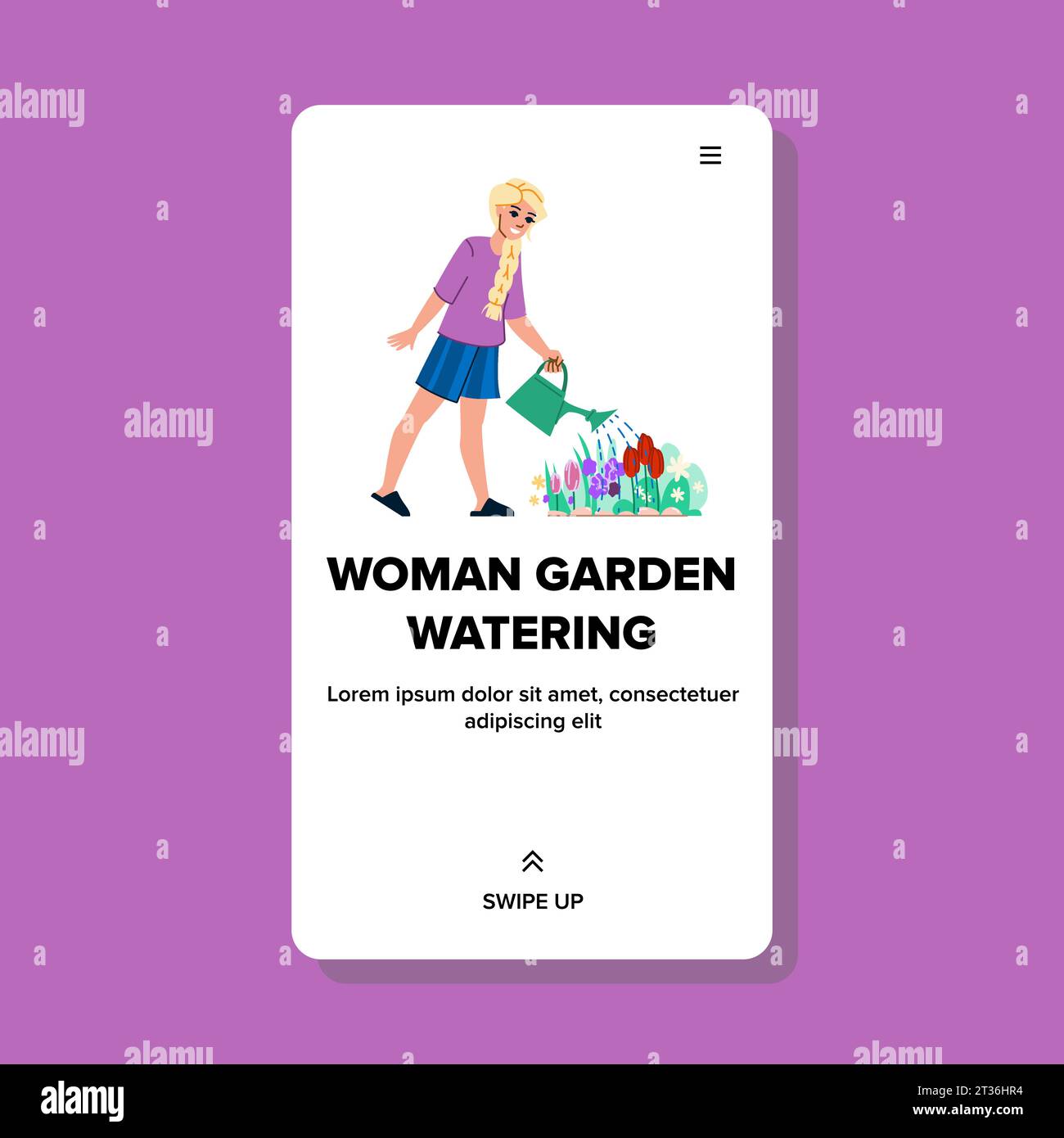 nature woman garden watering vector Stock Vector Image & Art - Alamy