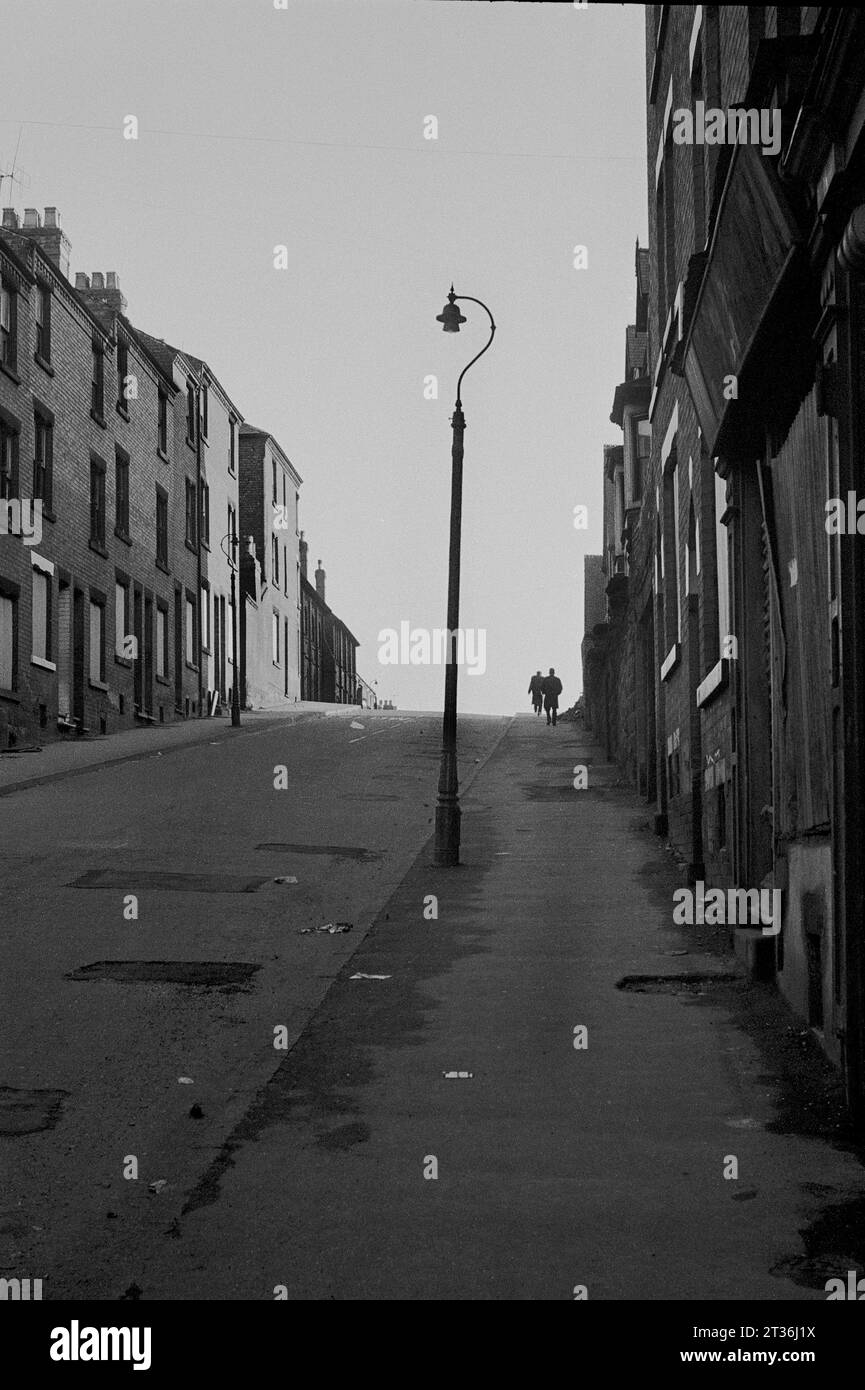Looking up Pym Street from St Anns Well Road with most houses empty and ...