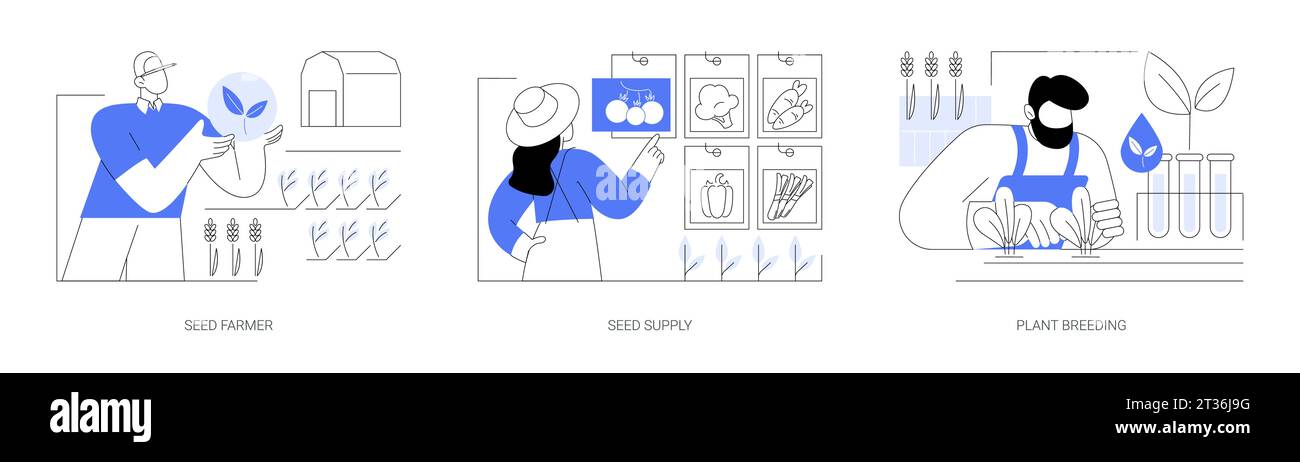 Seeds and plant breeding isolated cartoon vector illustrations se Stock ...