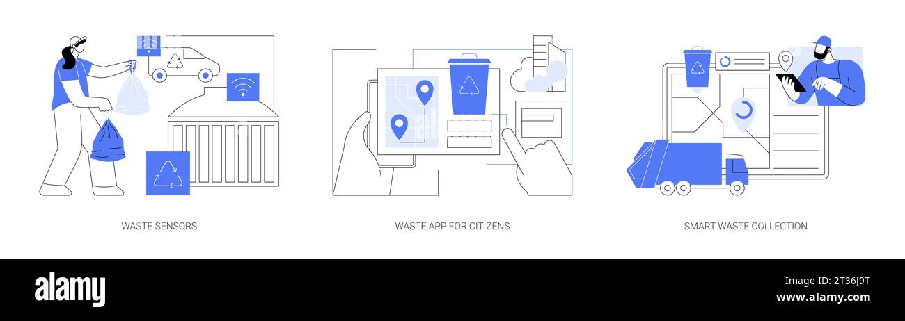 Smart waste management system isolated cartoon vector illustrations se ...