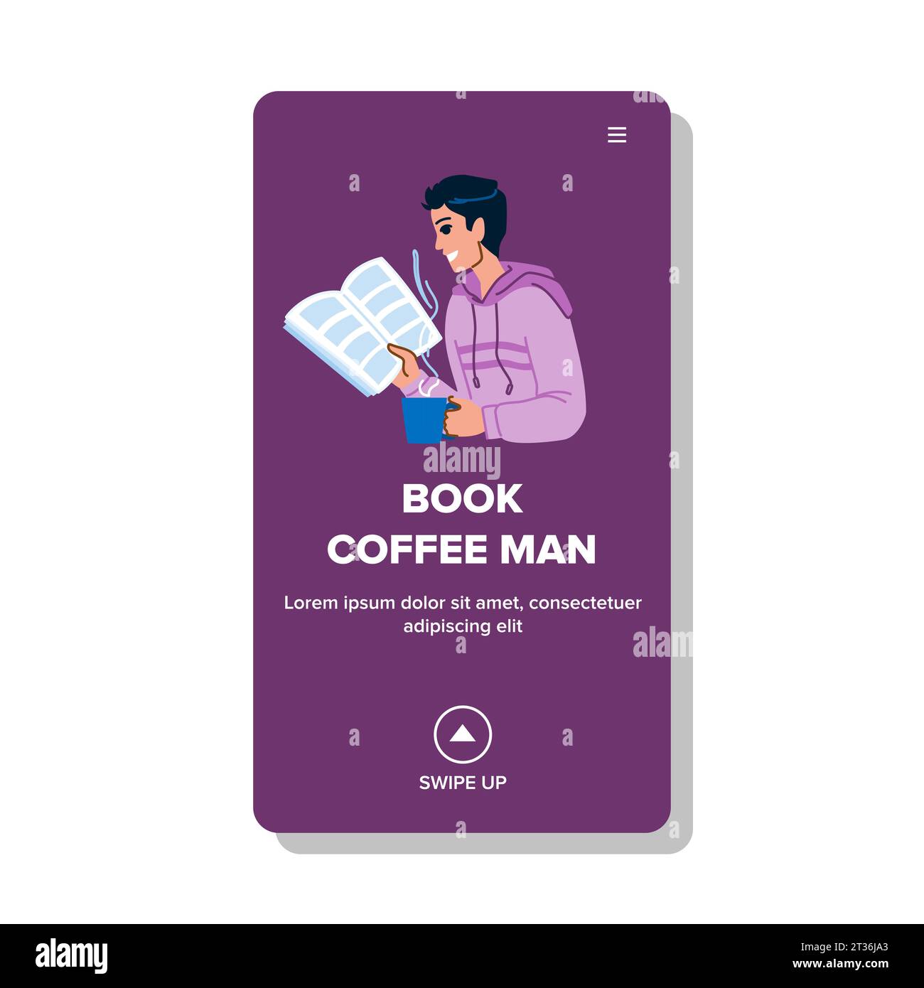 window book coffee man vector Stock Vector Image & Art - Alamy