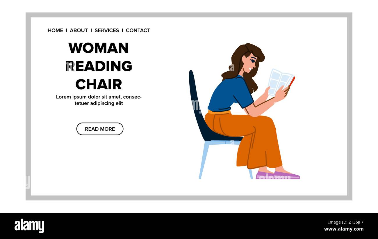 young woman reading chair vector Stock Vector Image & Art - Alamy