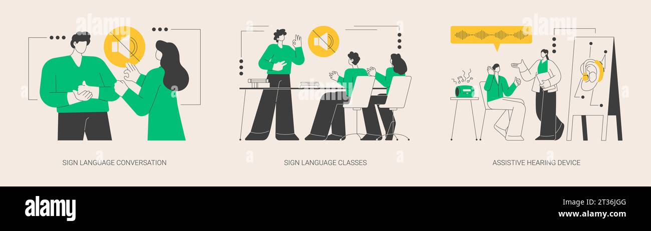 Disability communication abstract concept vector illustrations Stock ...