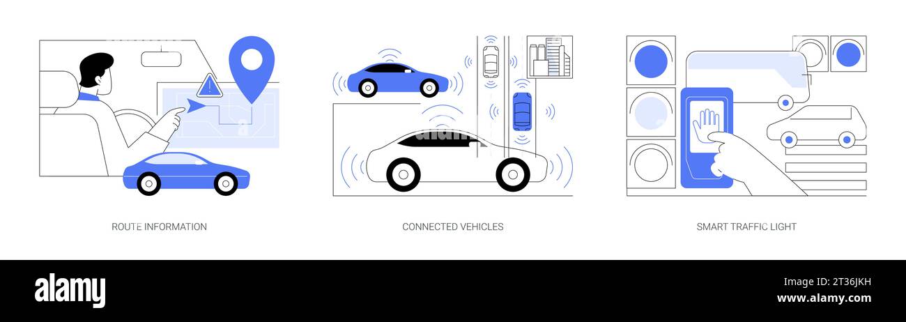 Smart city transportation isolated cartoon vector illustrations se ...