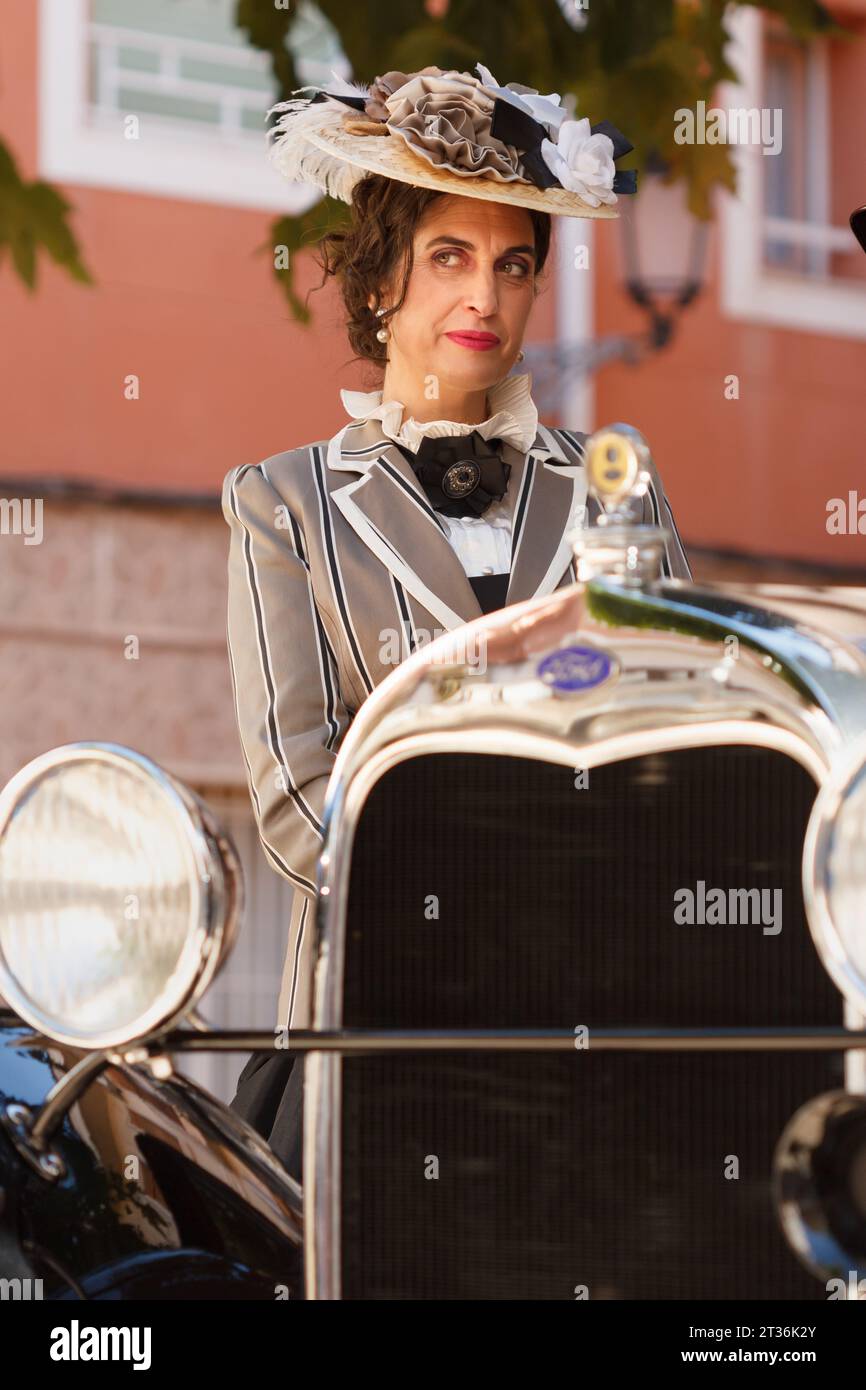 Novelda, Spain, 10-21-2023. Actress Alicia Senabre with hat next to ...