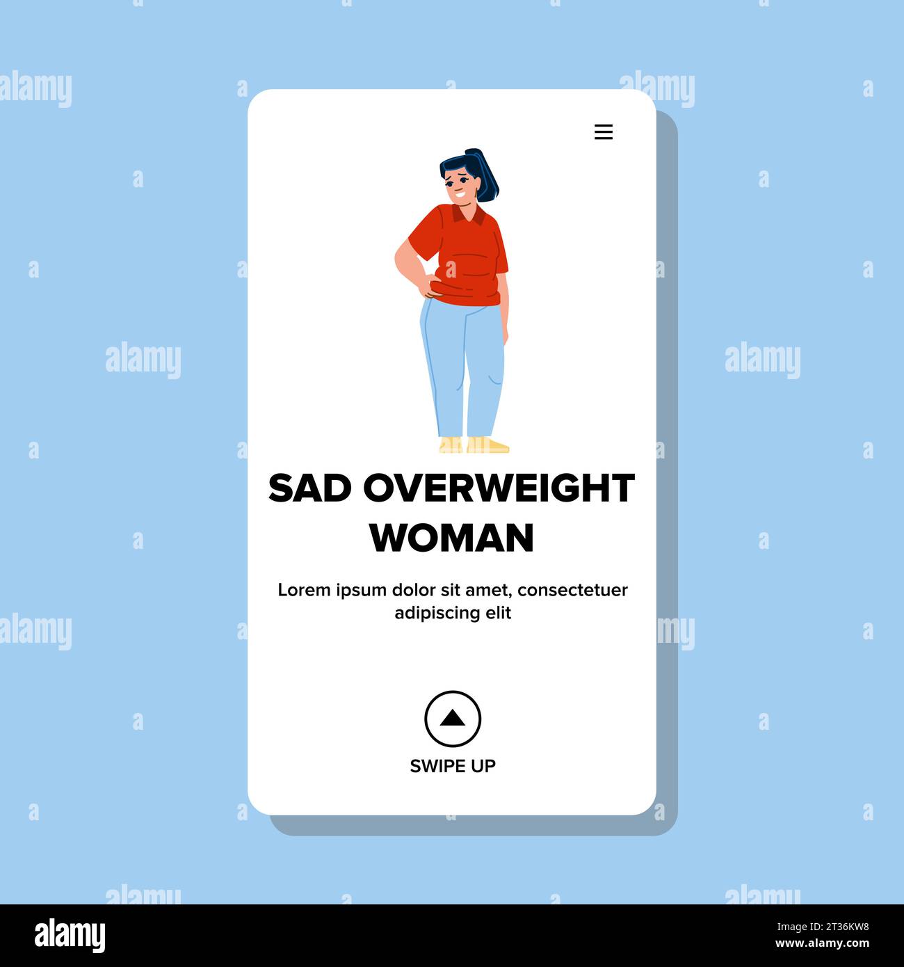 obesity sad overweight woman vector Stock Vector Image & Art - Alamy