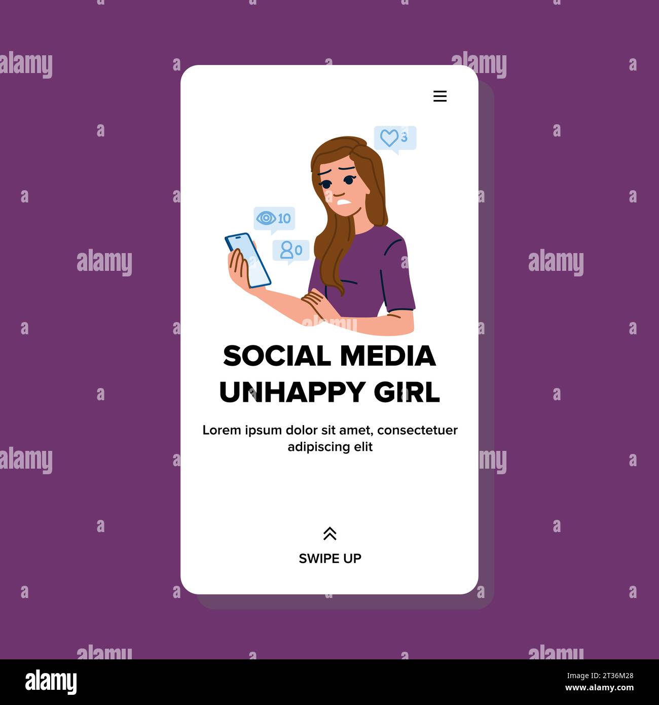 sad social media unhappy girl vector Stock Vector Image & Art - Alamy