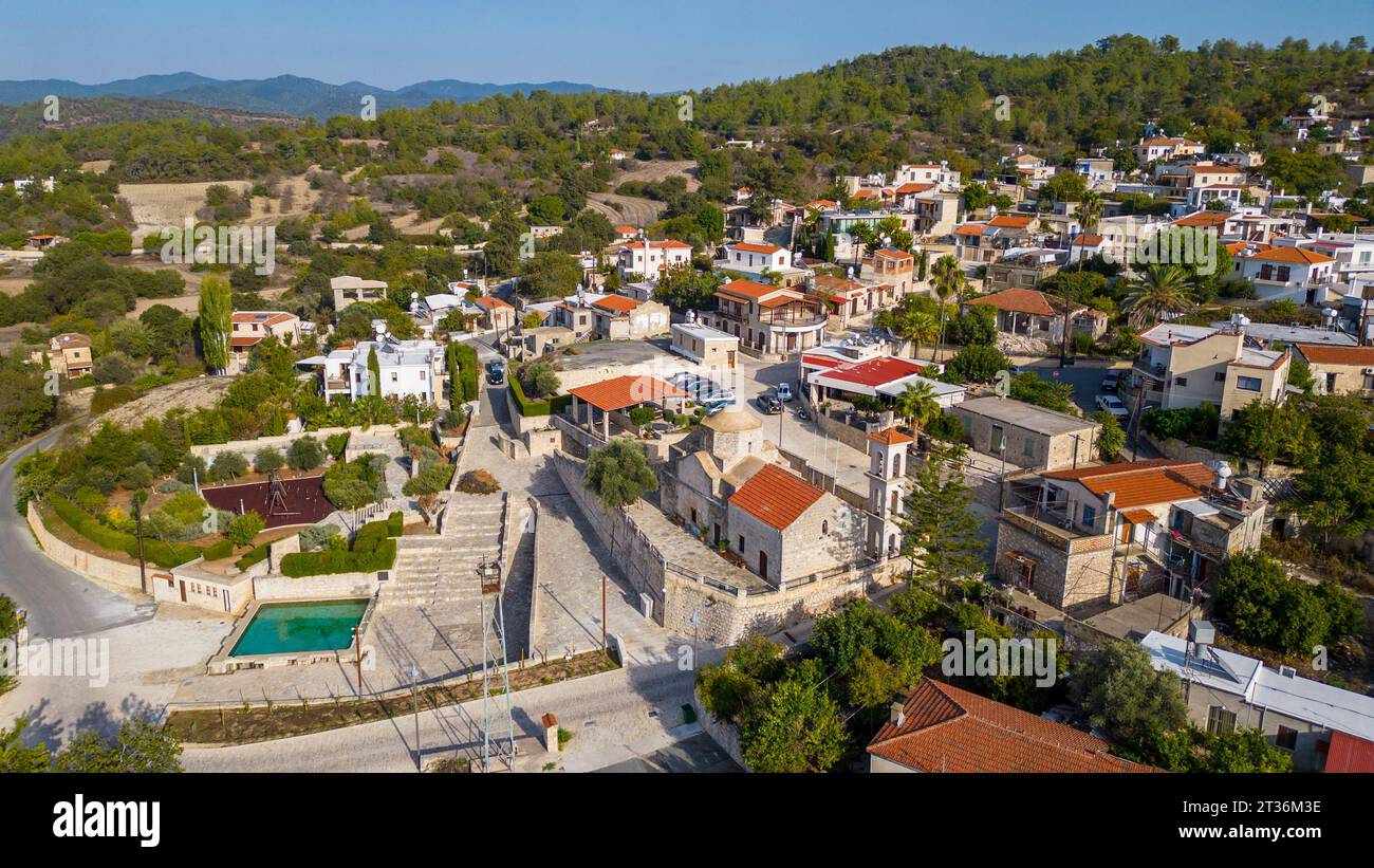 Aerial view of Lysos village, Paphos district, Republic of Cyprus Stock ...