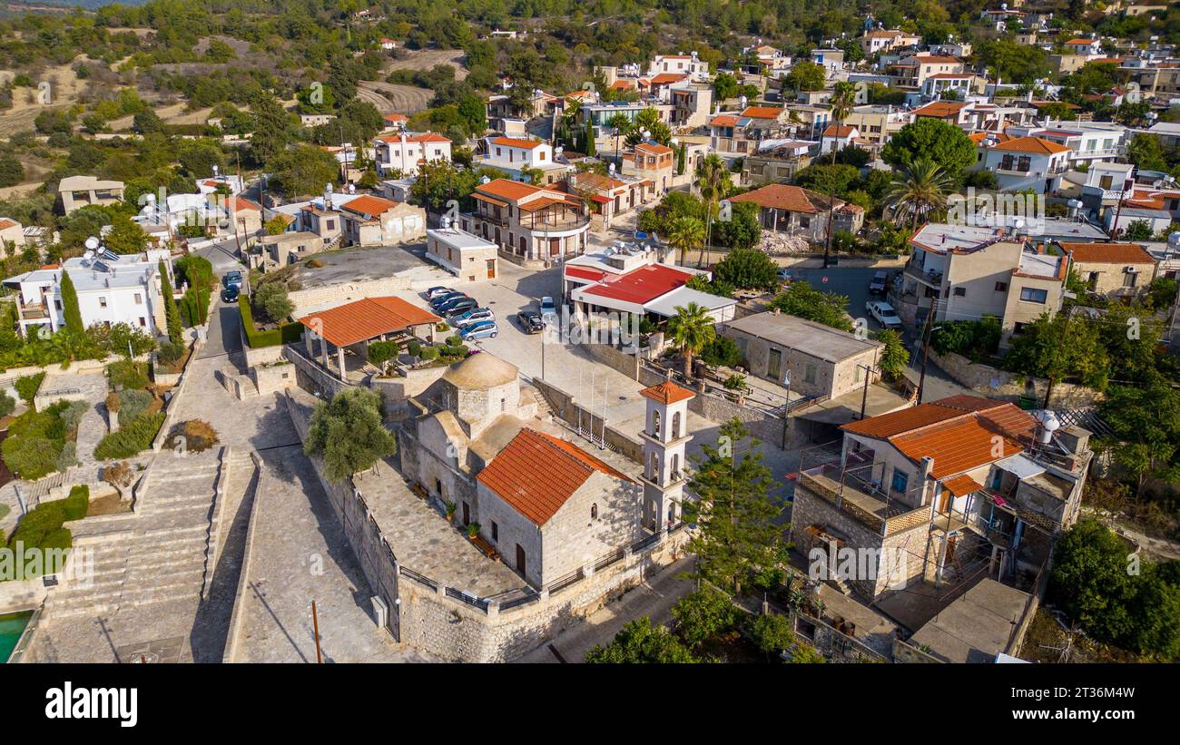 Aerial view of Lysos village, Paphos district, Republic of Cyprus Stock ...