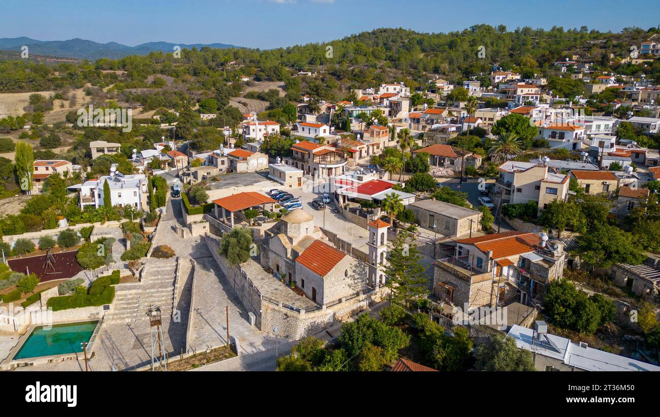 Aerial view of Lysos village, Paphos district, Republic of Cyprus Stock ...
