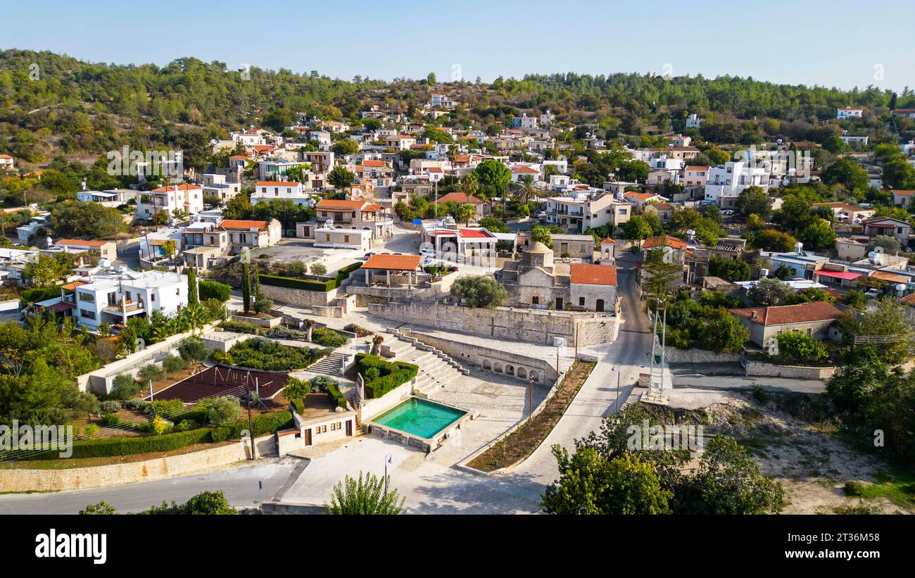 Aerial view of Lysos village, Paphos district, Republic of Cyprus Stock ...