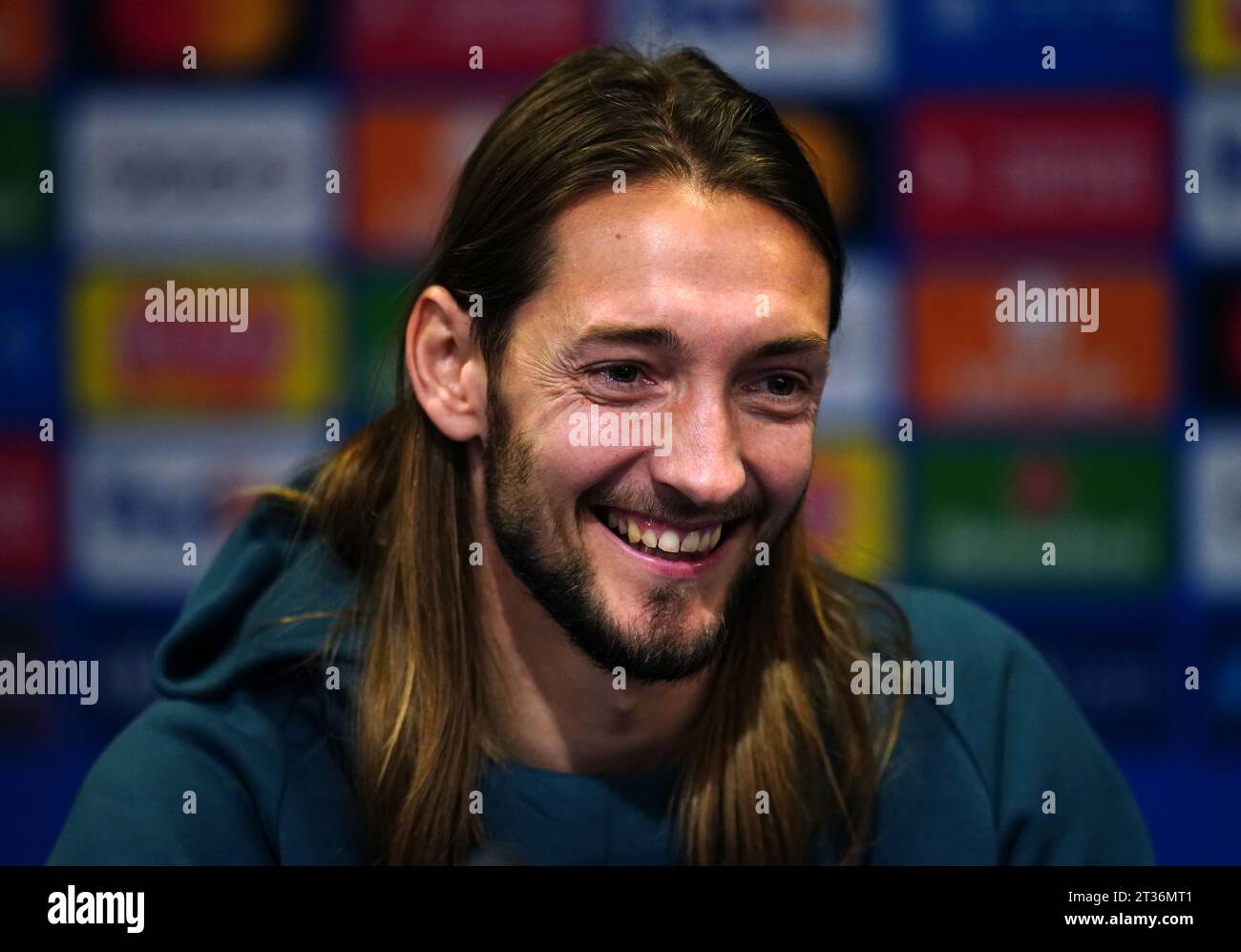 FC Copenhagen's Rasmus Falk during a press conference at Old Trafford ...