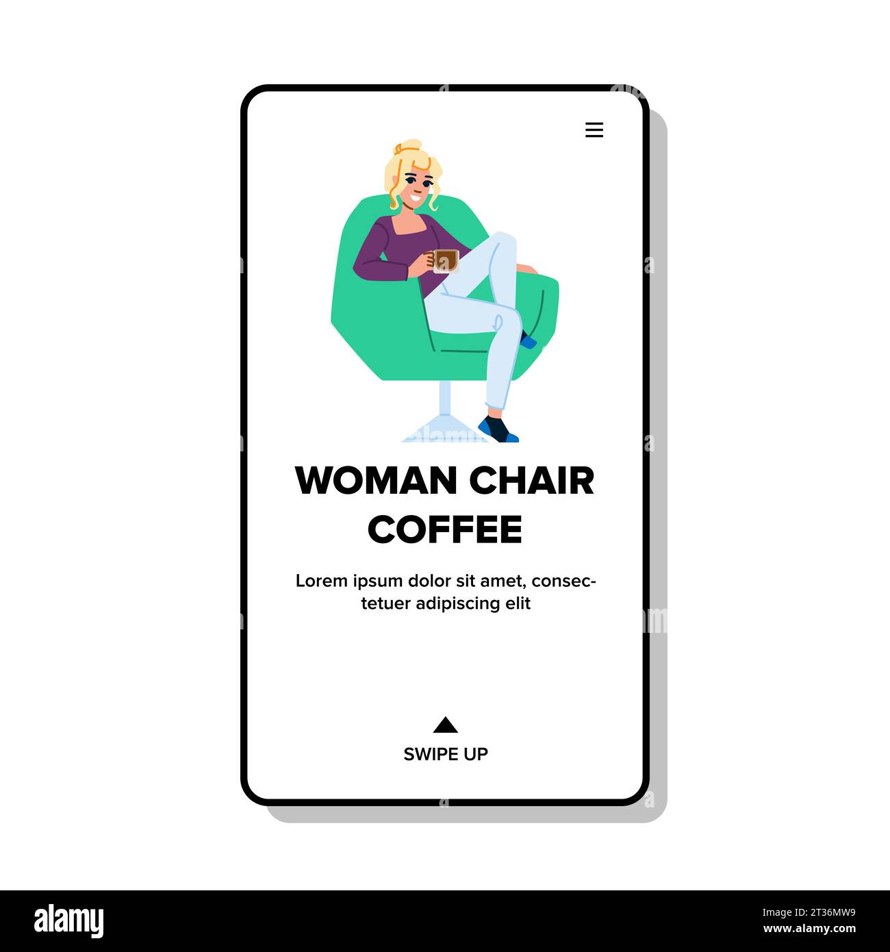 Smiling woman holding cup hot Stock Vector Images - Alamy