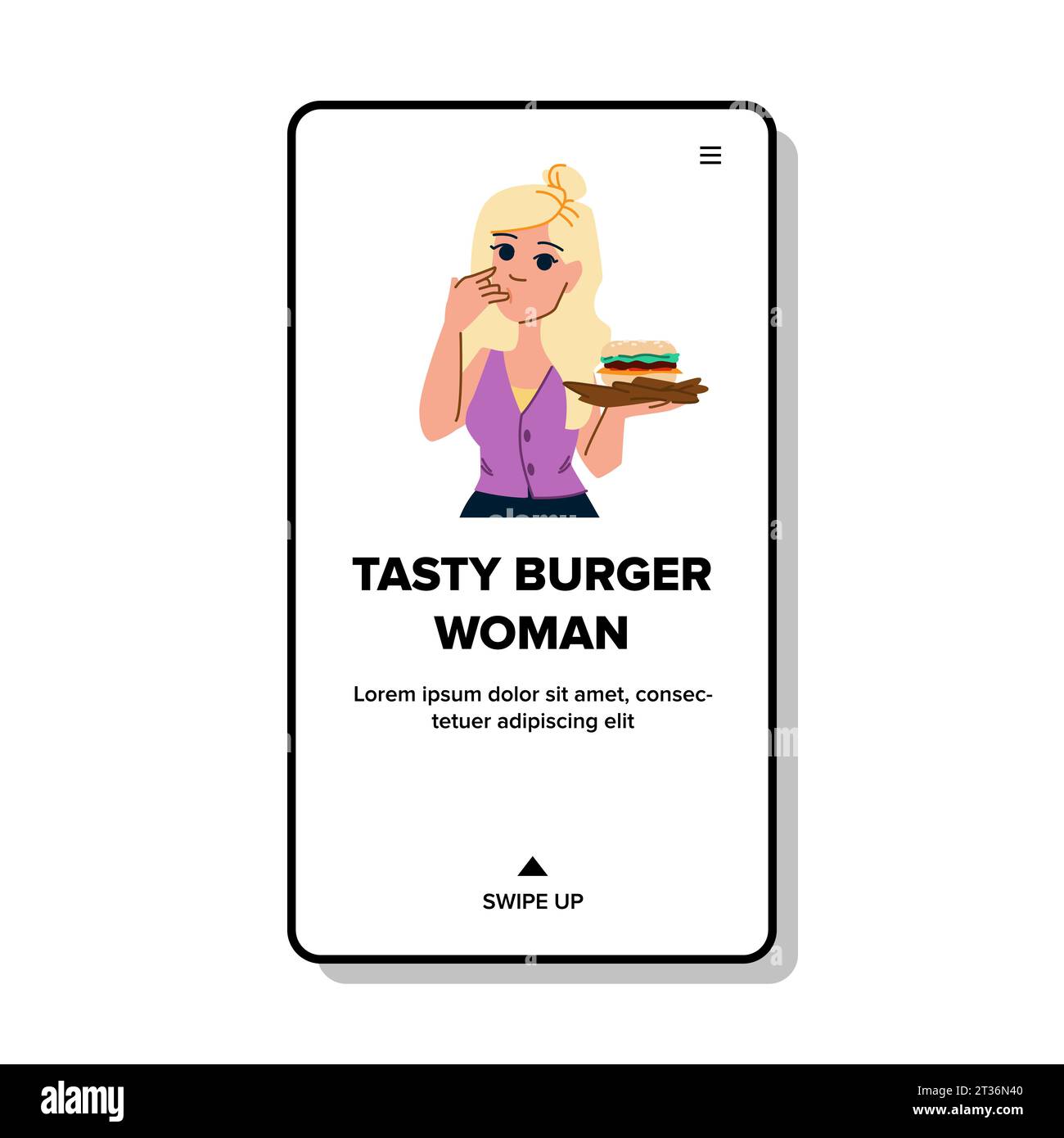 eat tasty burger woman vector Stock Vector Image & Art - Alamy