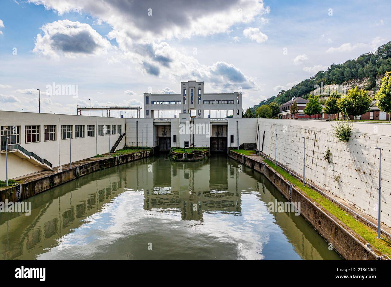Front view of Lanaye lock with two small closed floodgates, Albert ...