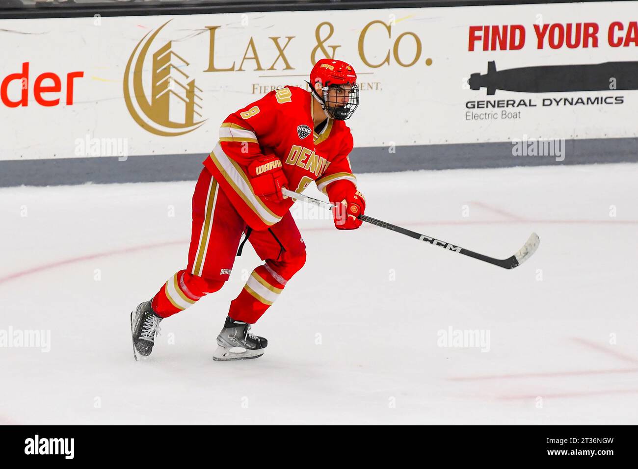 PROVIDENCE, RI - OCTOBER 20: Denver Pioneers defenseman Shai Buium (8 ...