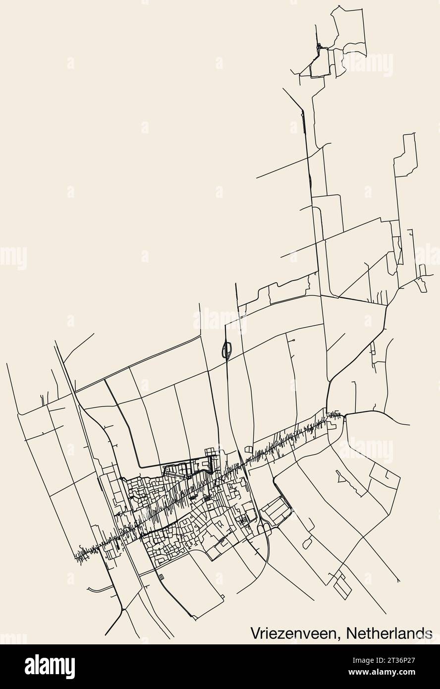 Street roads map of VRIEZENVEEN, NETHERLANDS Stock Vector Image & Art ...