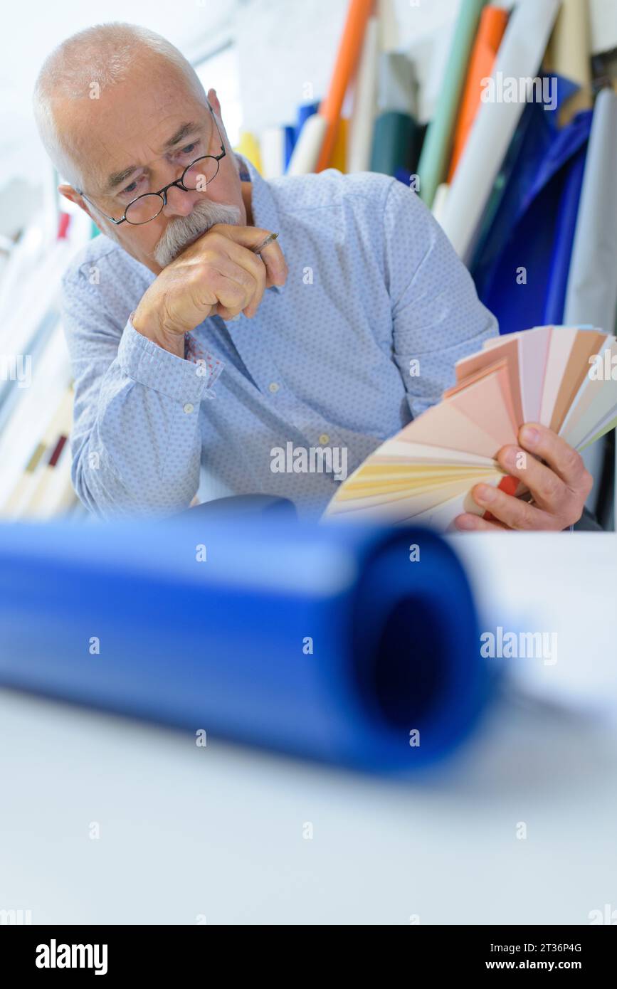 design studio architect checking colours Stock Photo - Alamy