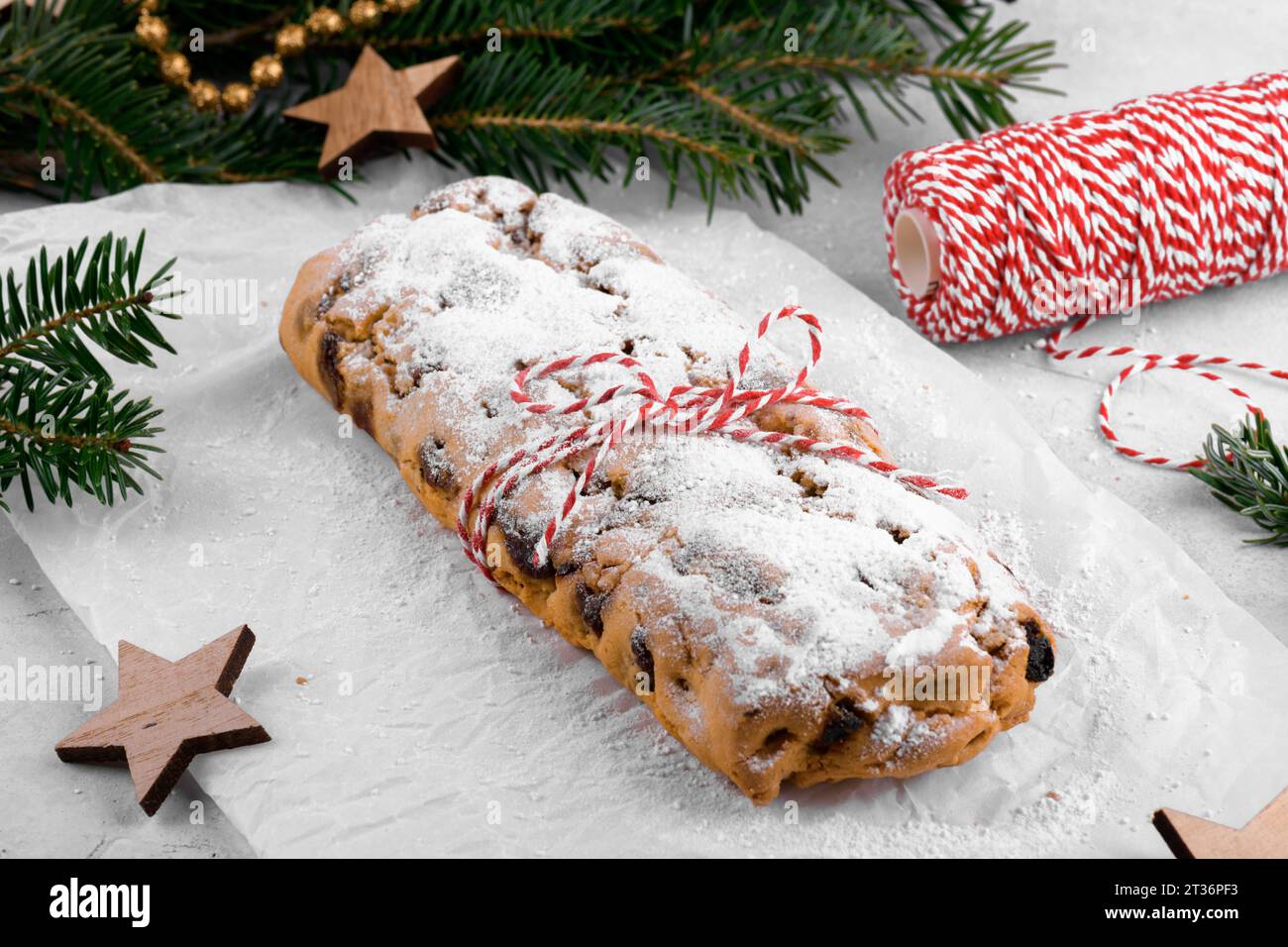 Christmas stollen as a gift, traditional festive German bread, Holiday ...
