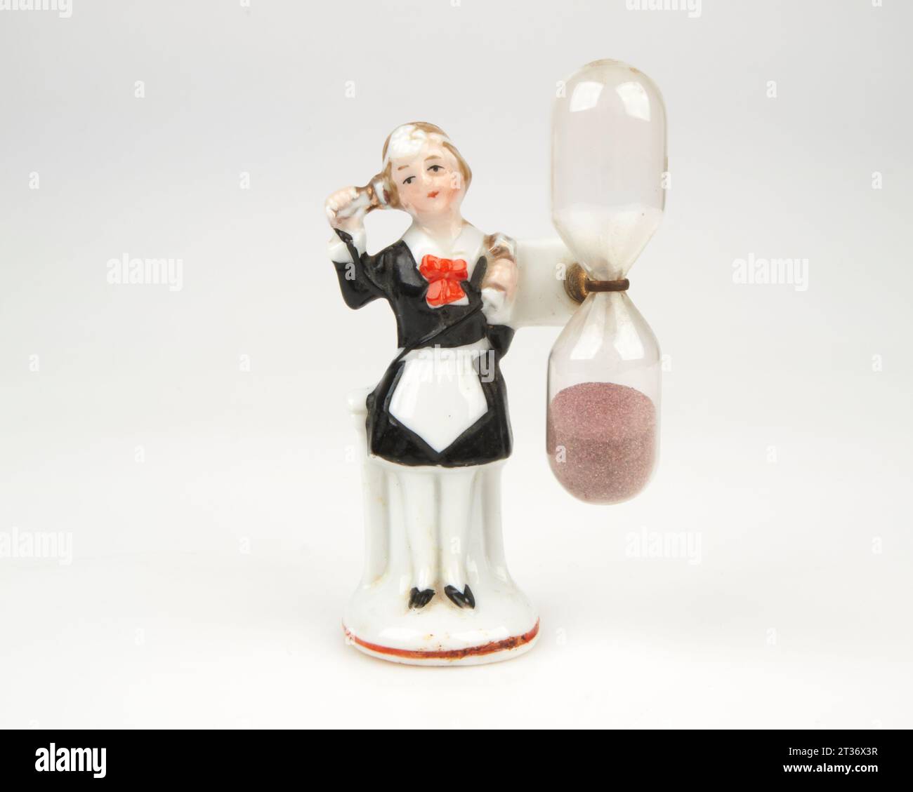 Vintage 1920-30s German Art Deco porcelain maid on telephone egg timer ...