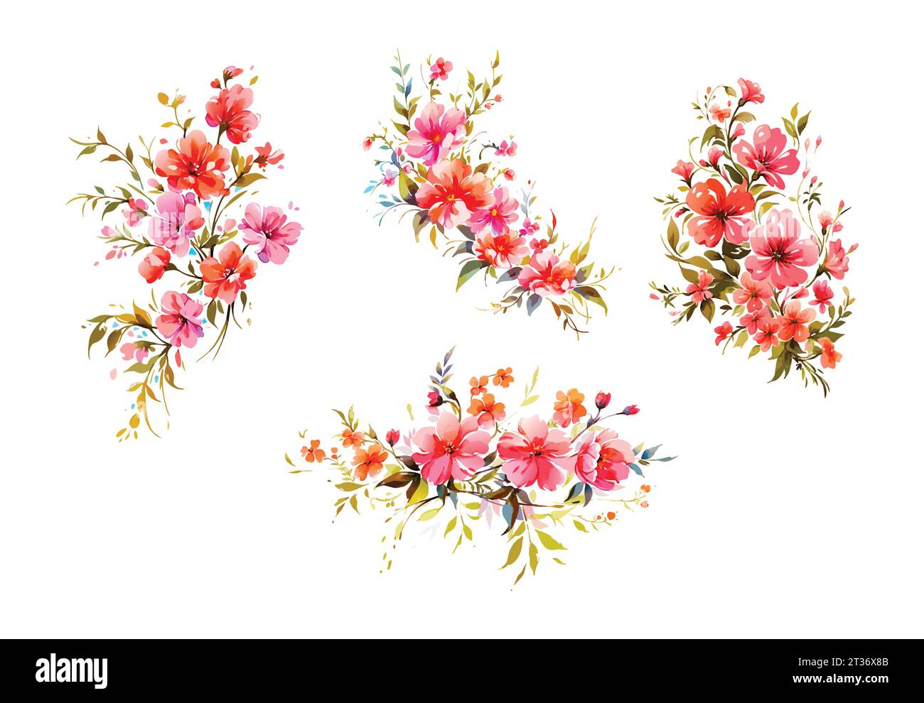 Watercolor wild flowers set, isolated. Abstract spring wild flowers ...