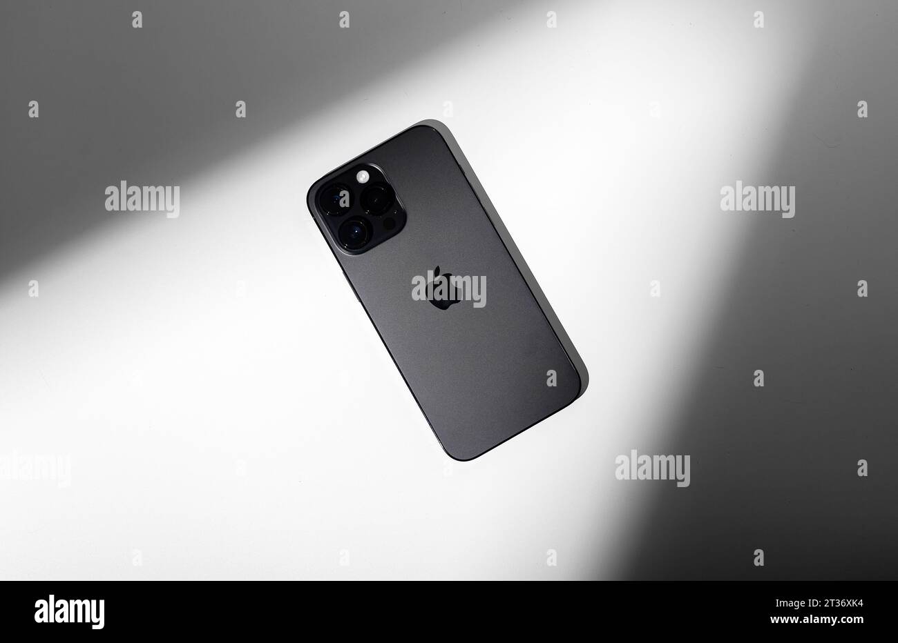 Berlin, Germany October 16 2023 Iphone 14 pro back view of camera block ...